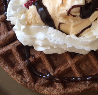Double Chocolate Waffle Sundae | Think Tasty