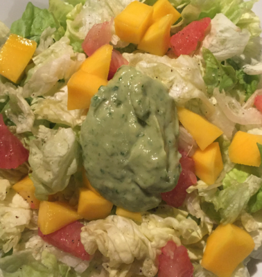 mango and grapefruit salad with avocado dressing | Think Tasty
