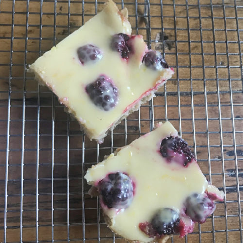 Lovely Lemon and Blackberry Bars | Think Tasty