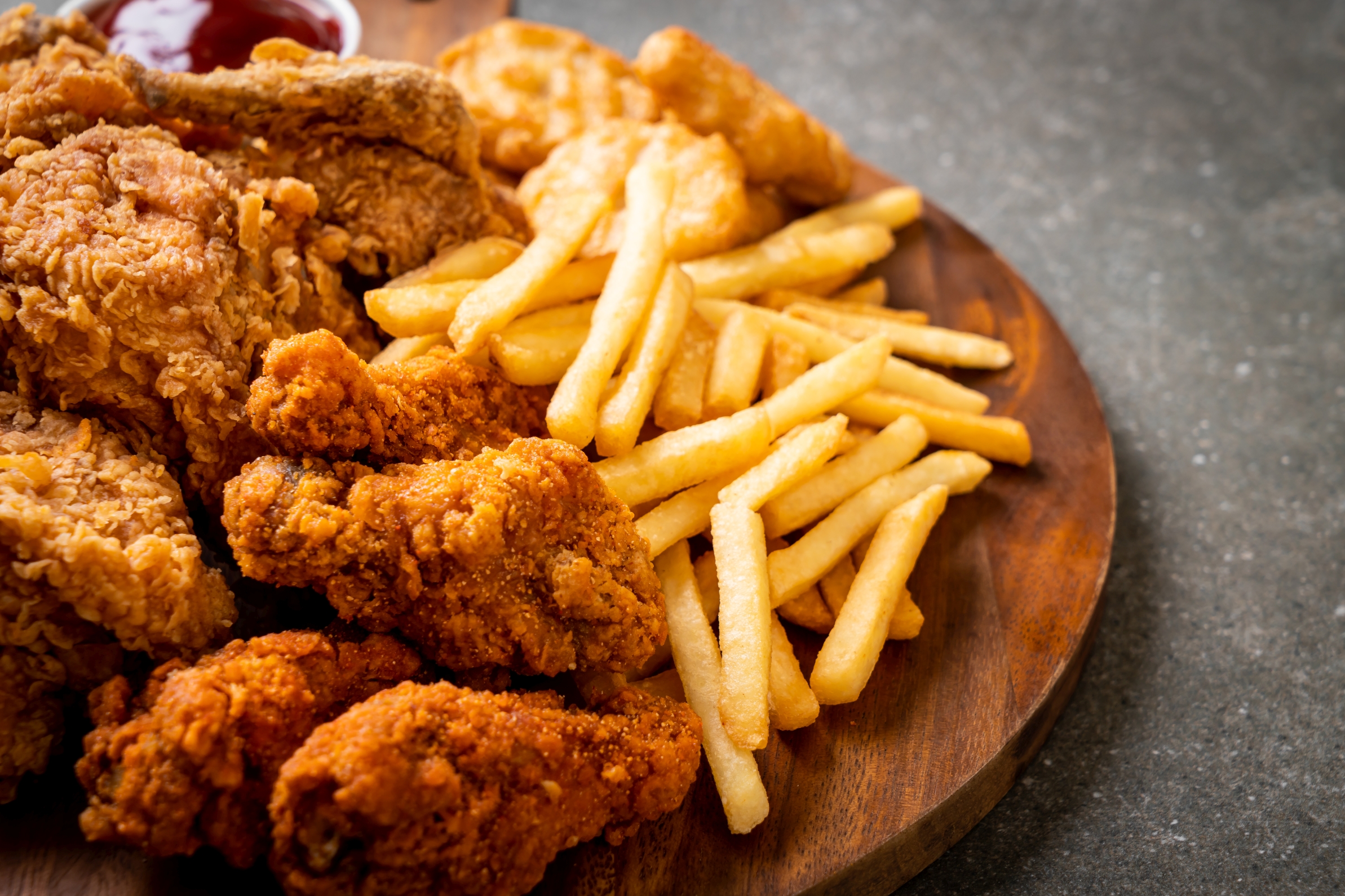 fried chicken with french fries and nuggets meal | Think Tasty